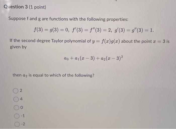 Solved Suppose f and g are functions with the following | Chegg.com