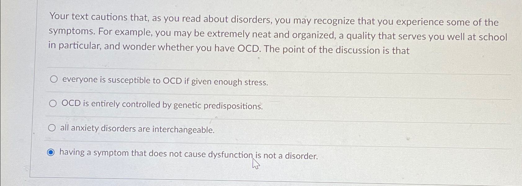 Solved Your text cautions that, as you read about disorders, | Chegg.com