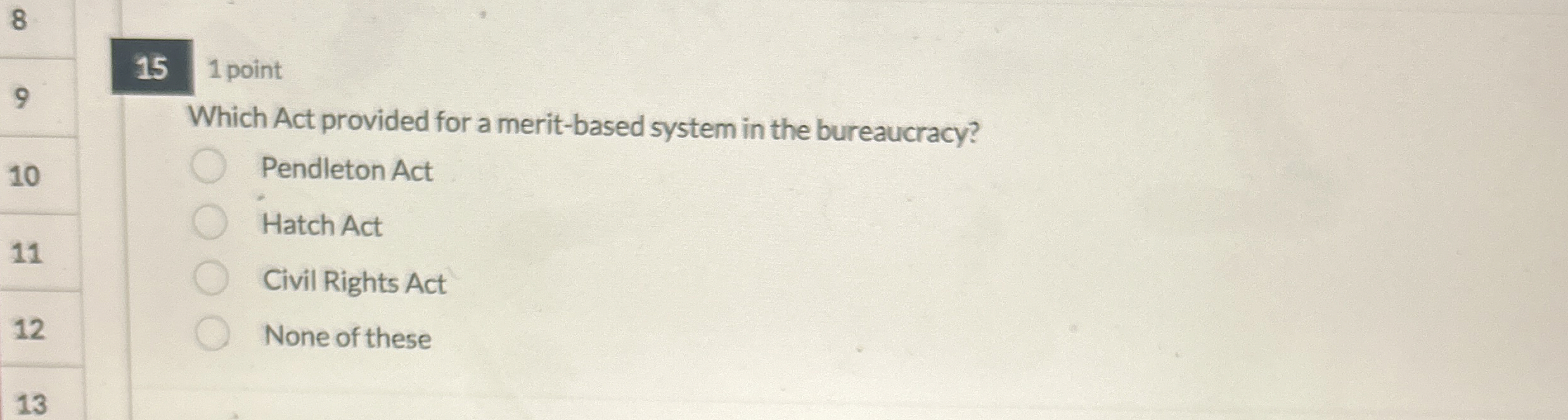 Solved 151 ﻿pointWhich Act provided for a merit-based system | Chegg.com