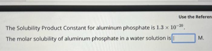 Solved The Solubility Product Constant for aluminum | Chegg.com