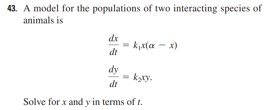 A model for the populations of two interacting | Chegg.com