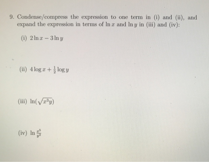 Solved 9. Condense/compress the expression to one term in | Chegg.com Solved 9. Condense/compress the expression to one term in | Chegg.com