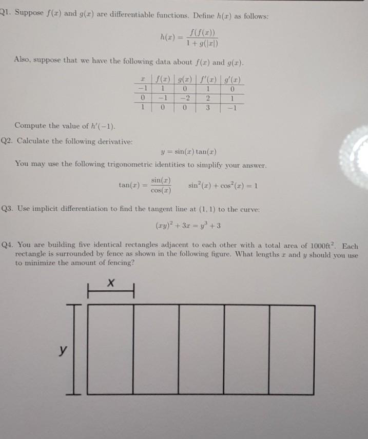 Solved 21. Suppose f(r) and g(r) are differentiable | Chegg.com
