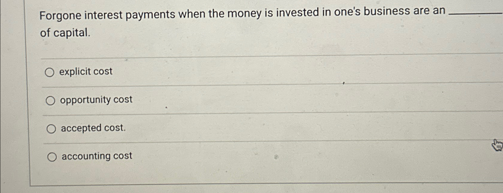 Solved Forgone interest payments when the money is invested | Chegg.com
