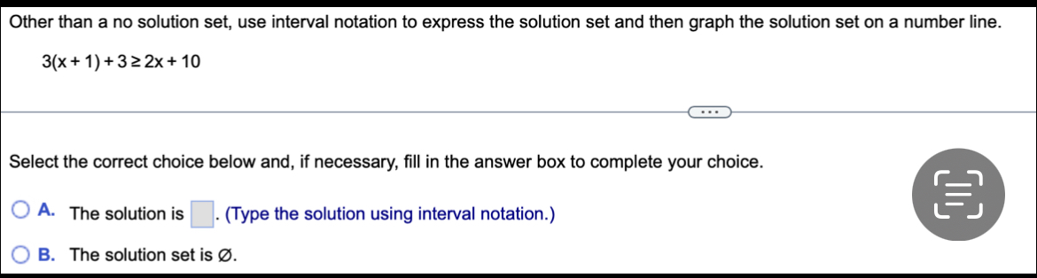 Solved Other than a no solution set, use interval notation | Chegg.com