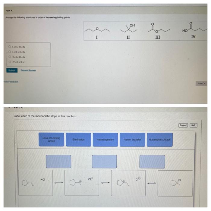 Solved Part A Arrange the following structures in order of | Chegg.com