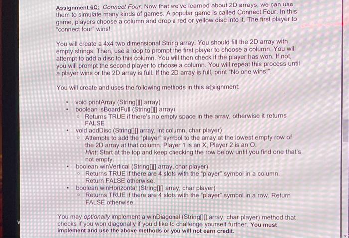 Solved Assignment 6C: Connect Four. Now that we've learned | Chegg.com