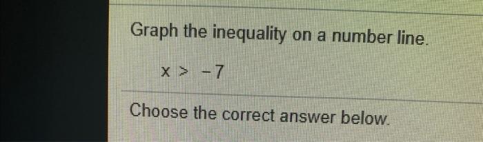 Solved Graph the inequality on a number line. X > -7 | Chegg.com