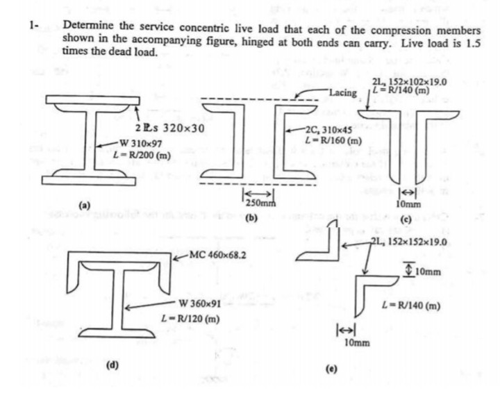 1- Determine the service concentric live load that | Chegg.com