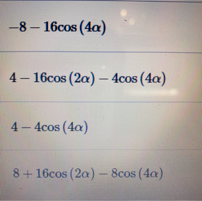 Solved By using a power reducing formula, 32sin’ acos a = ? | Chegg.com