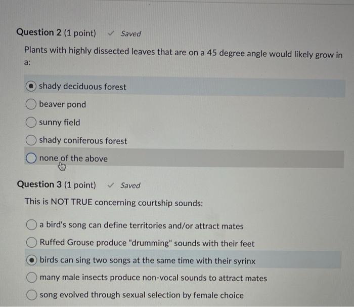 Solved Plants with highly dissected leaves that are on a 45 | Chegg.com