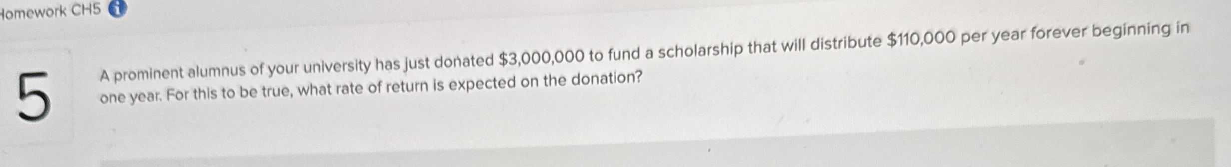 Solved Homework CH5A prominent alumnus of your university | Chegg.com