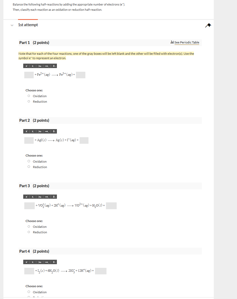Solved 1st attemptPart 1 (2 ﻿points)Note that for each of | Chegg.com
