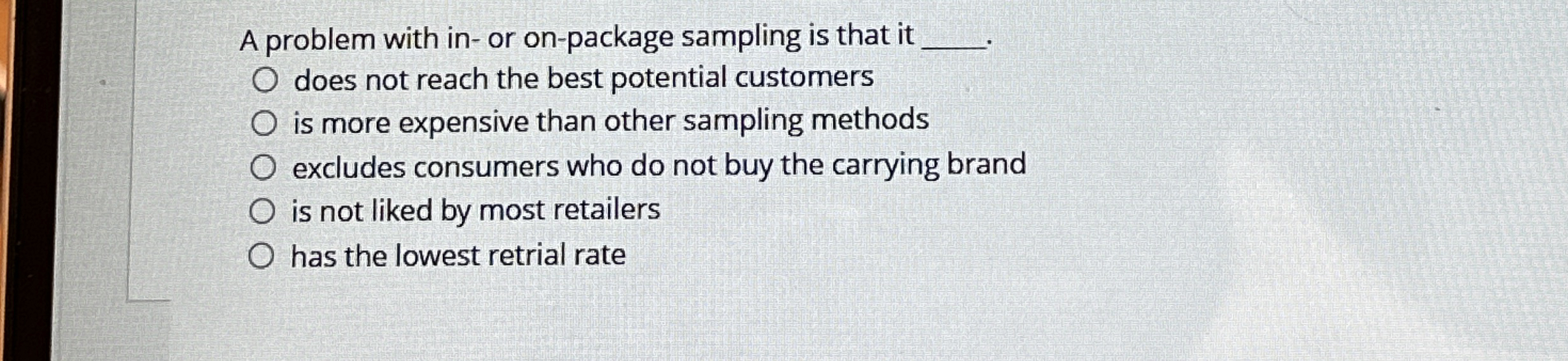 High Quality SOLUTION A problem with in- ﻿or on-package sampling is ...