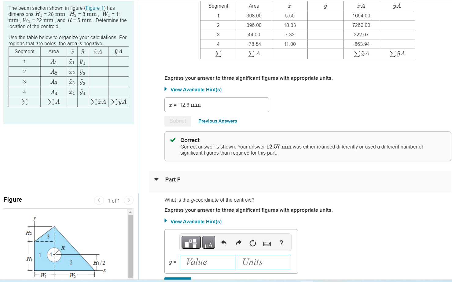 Solved The beam section shown in figure (Figure 1) | Chegg.com