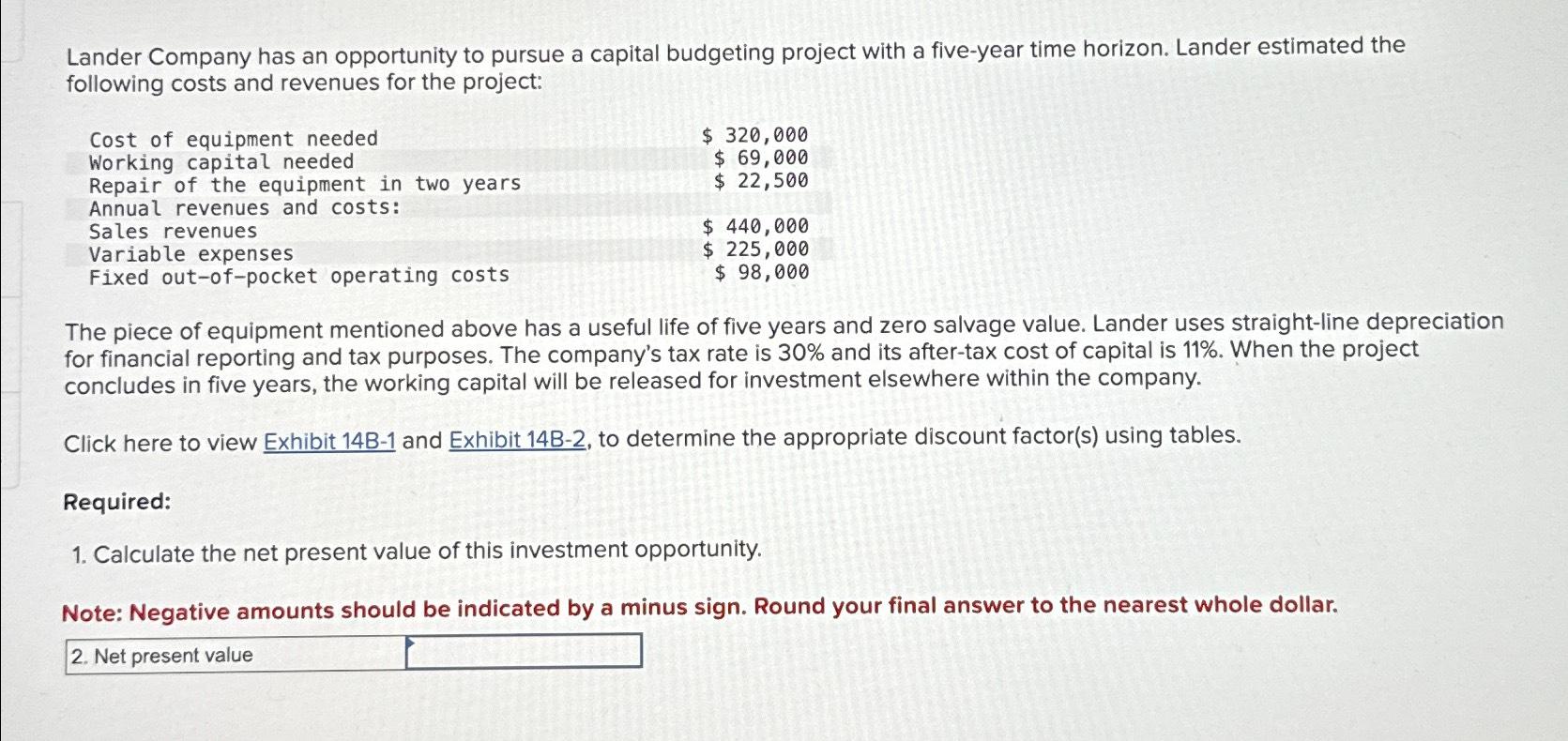 Solved Lander Company has an opportunity to pursue a capital | Chegg.com