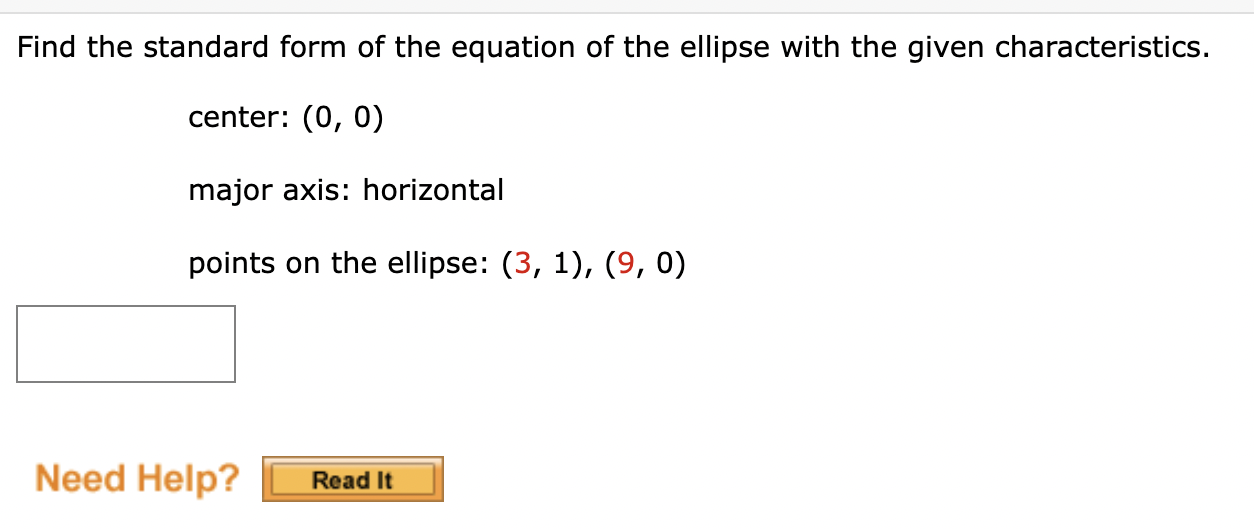 Solved Find the standard form of the equation of the ellipse | Chegg.com