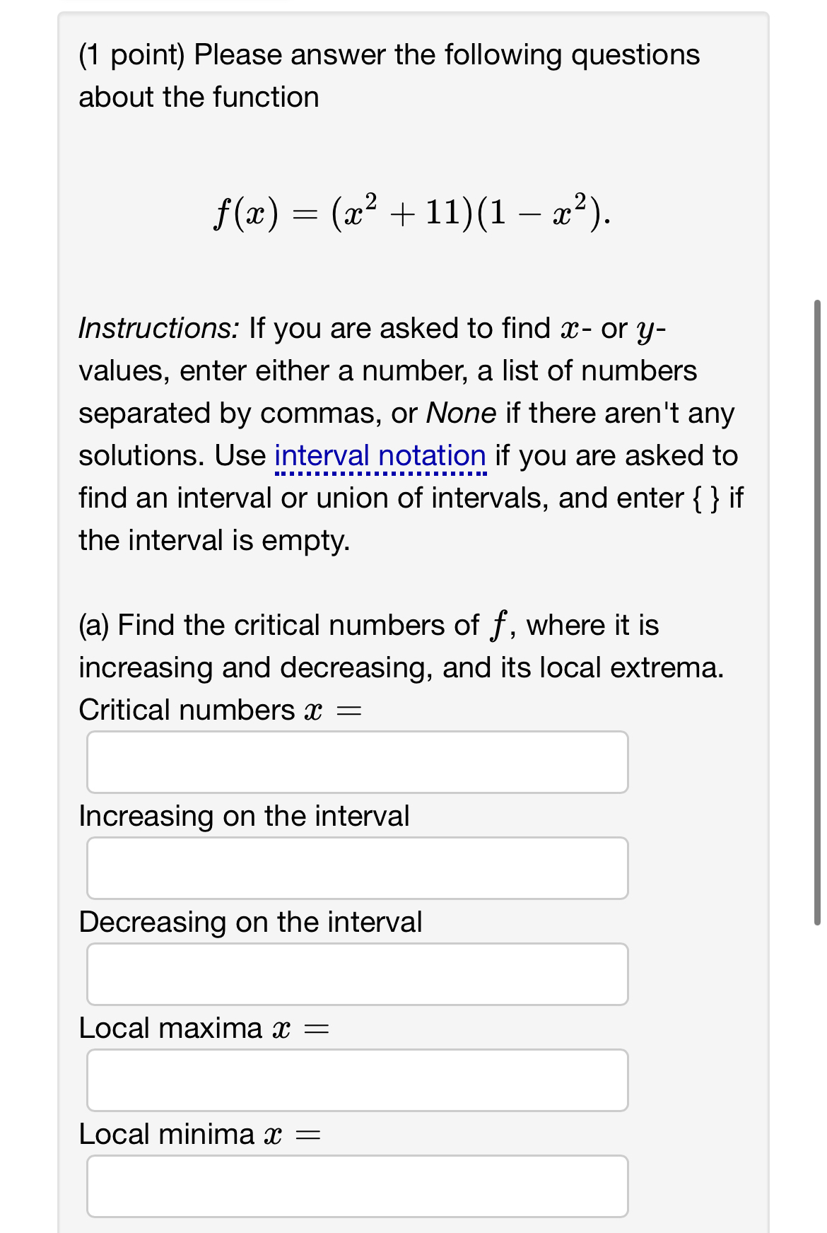 Solved (1 ﻿point) ﻿Please answer the following questions | Chegg.com