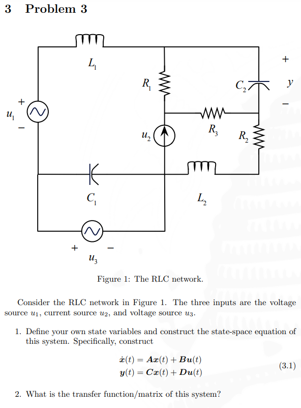 3 ﻿Problem 3Figure 1: The RLC network.Consider the | Chegg.com