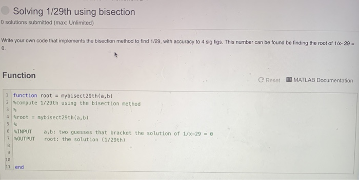 Solving 1 29th Using Bisection 0 Solutions Submitted