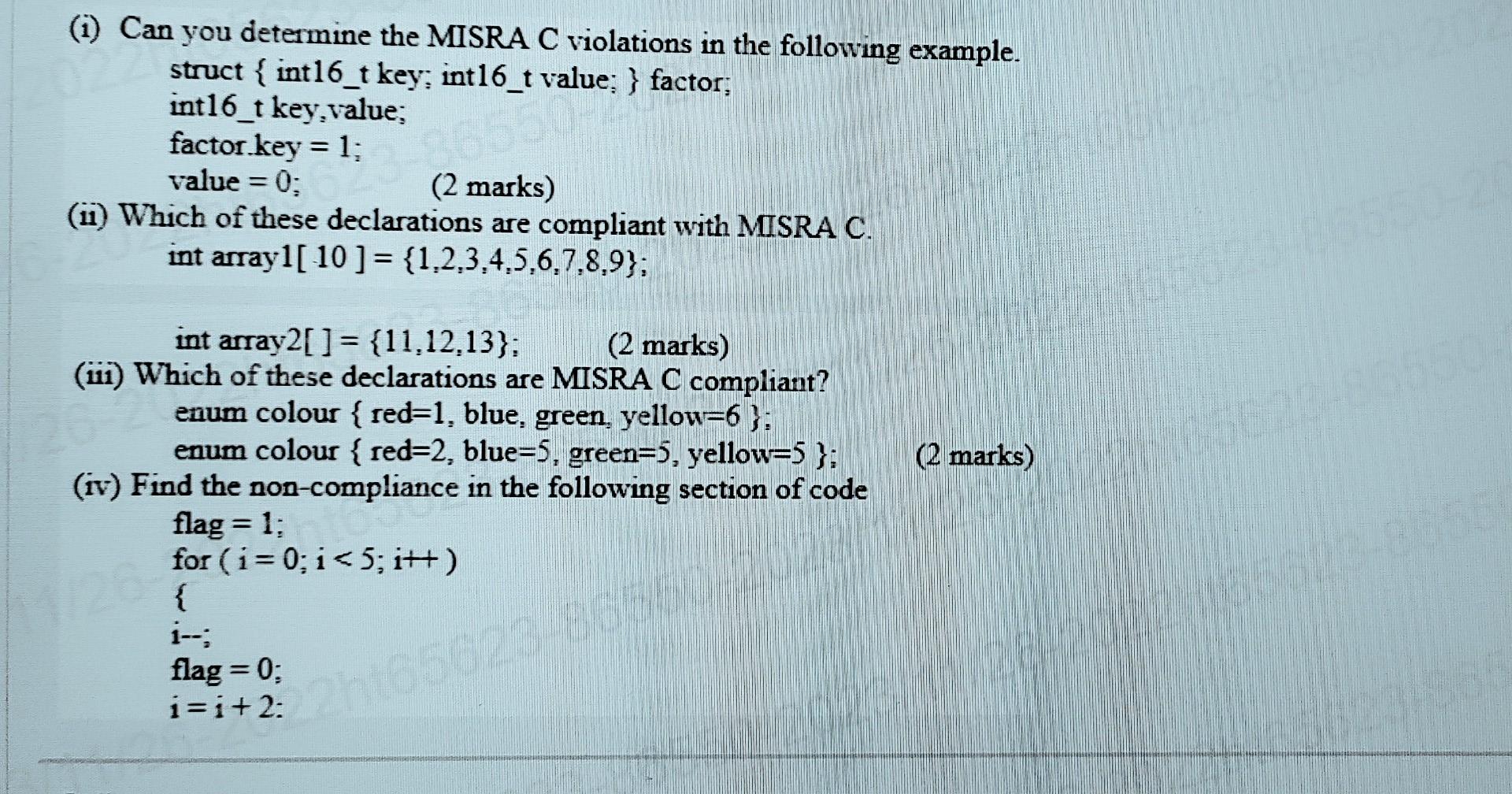 Solved I Can You Determine The Misra C Violations In The 