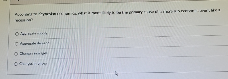Solved According to Keynesian economics, what is more likely | Chegg.com