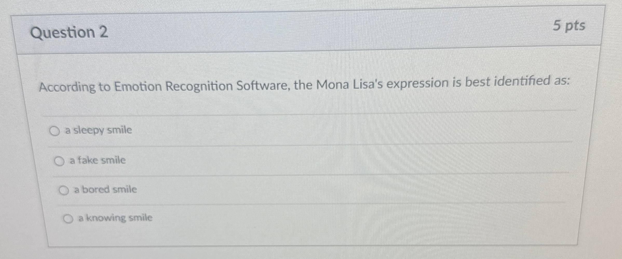 Solved Question 25 ﻿ptsAccording to Emotion Recognition | Chegg.com