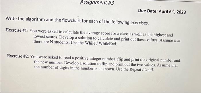 Solved Due Date: April 6th ,2023 Write the algorithm and the | Chegg.com