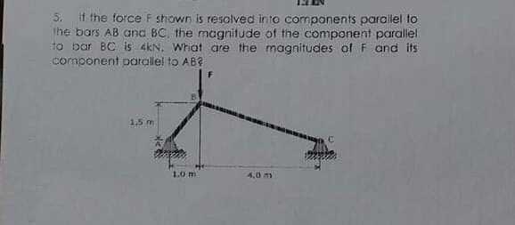 Solved 5 it the force F shown is resolved into components | Chegg.com