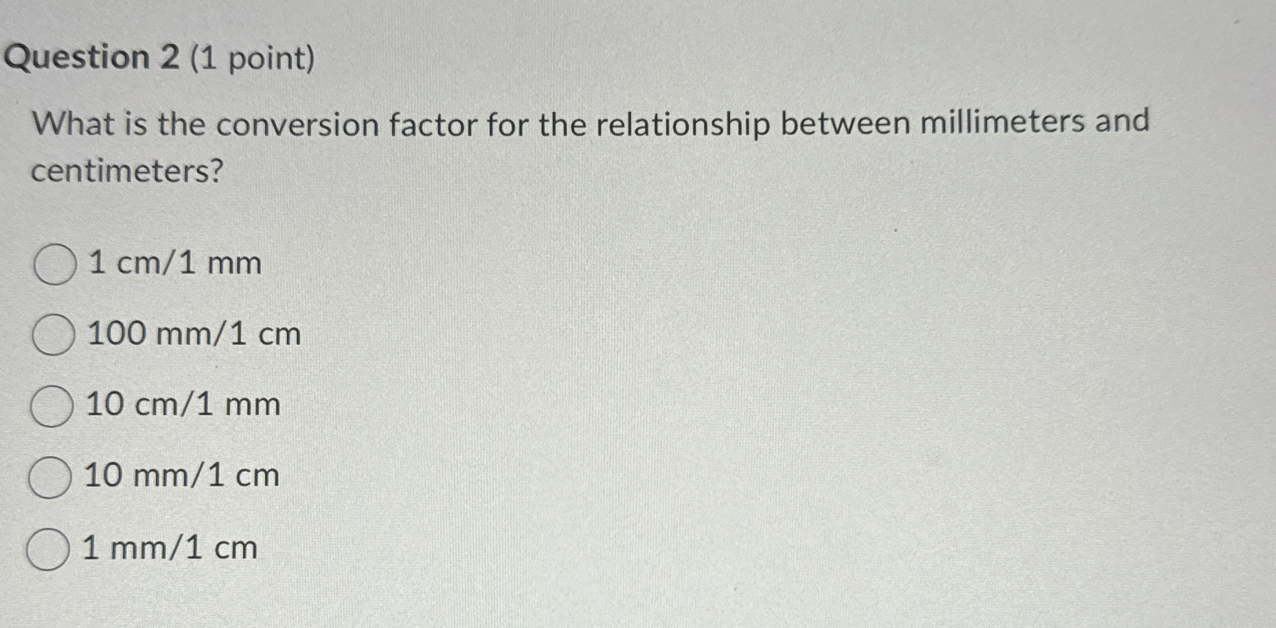 Solved Question 2 (1 ﻿point)What is the conversion factor | Chegg.com