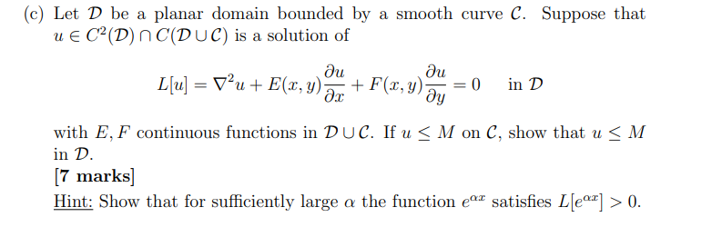 Solved (c) ﻿Let D ﻿be a planar domain bounded by a smooth | Chegg.com