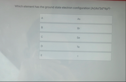 Solved Which element has the ground state electron | Chegg.com