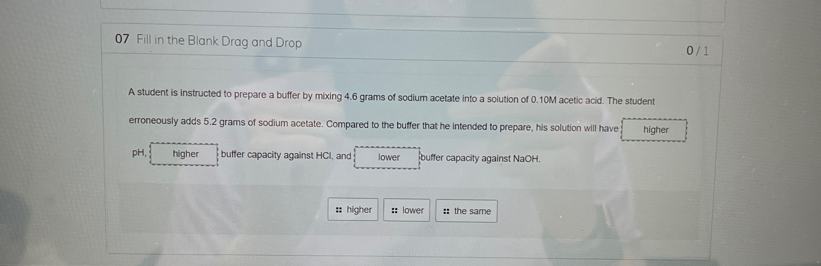 Solved 07 ﻿Fill in the Blank Drag and Drop01A student is | Chegg.com