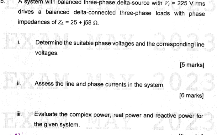 Solved D. ﻿A system with balanced three-phase delta-source | Chegg.com