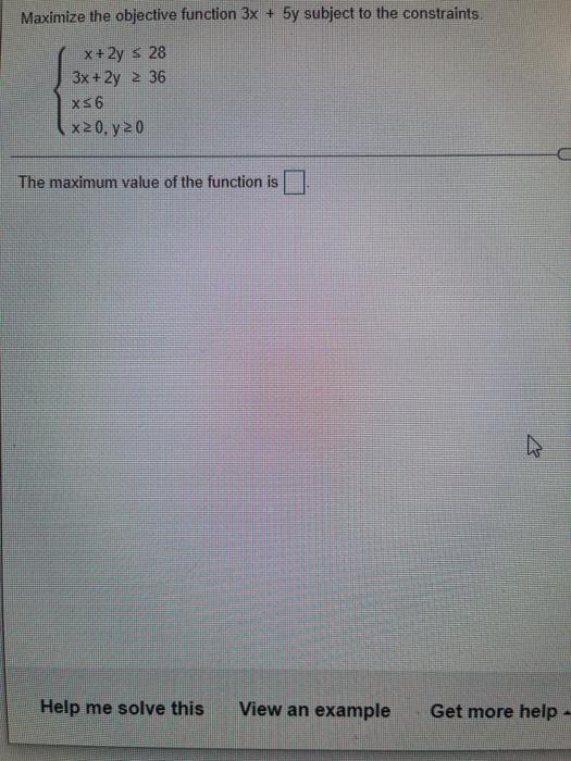 Solved Maximize The Objective Function 3x 5y Subject To