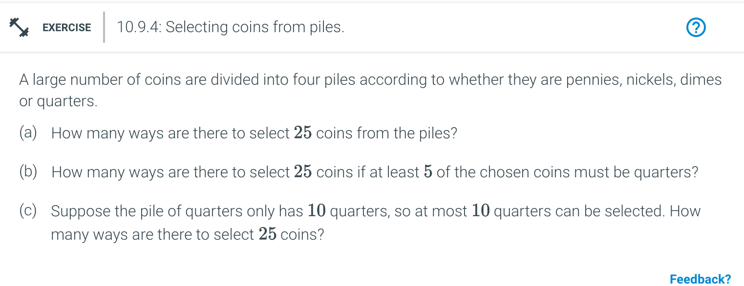 Solved A large number of coins are divided into four piles | Chegg.com