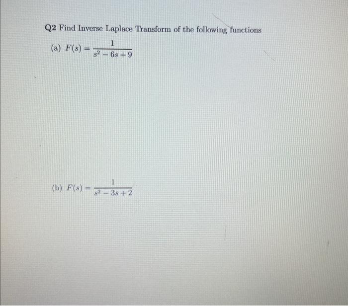 Solved Q2 Find Inverse Laplace Transform of the following | Chegg.com