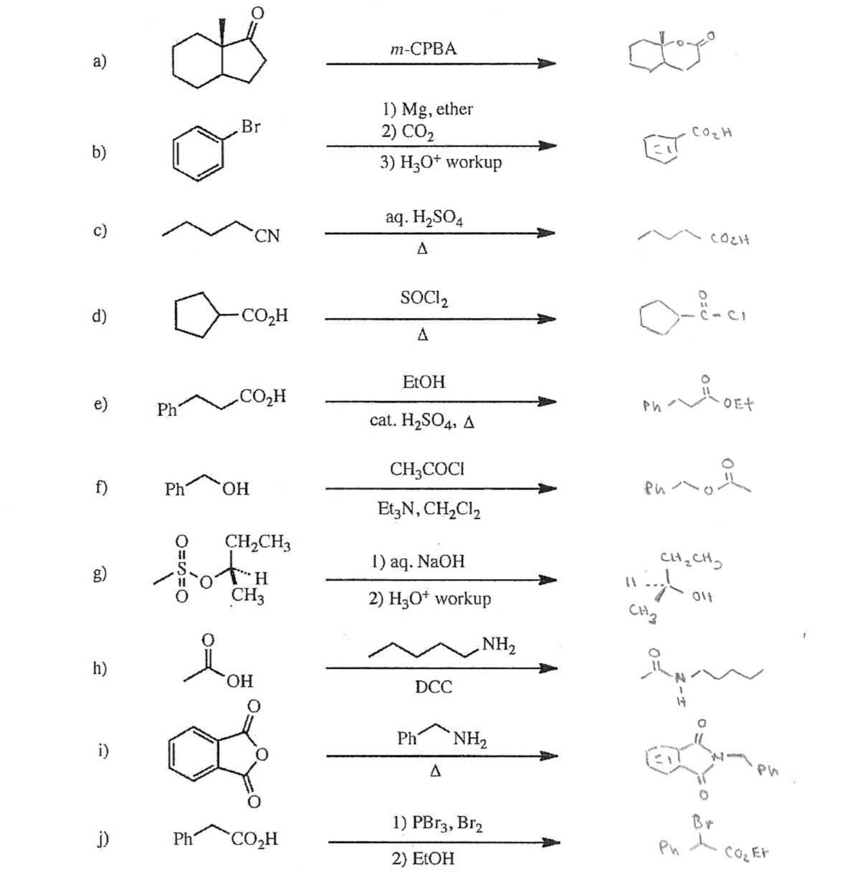 Solved Fill in each product for the following reaction, | Chegg.com