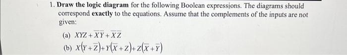 Solved 1. Draw the logic diagram for the following Boolean | Chegg.com