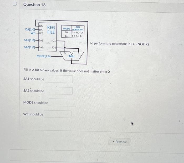 Solved To perform the operation: R3 «- NOT R2 Fill in 2-bit | Chegg.com