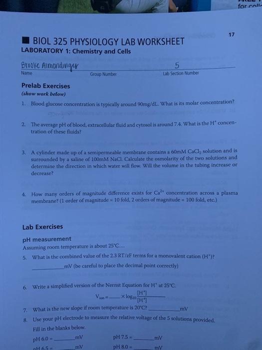 Solved for colla 17 BIOL 325 PHYSIOLOGY LAB WORKSHEET | Chegg.com