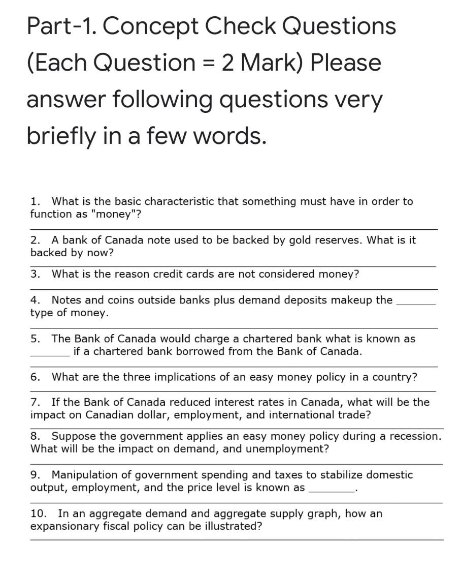 Solved Part-1. Concept Check Questions (Each Question = 2 | Chegg.com