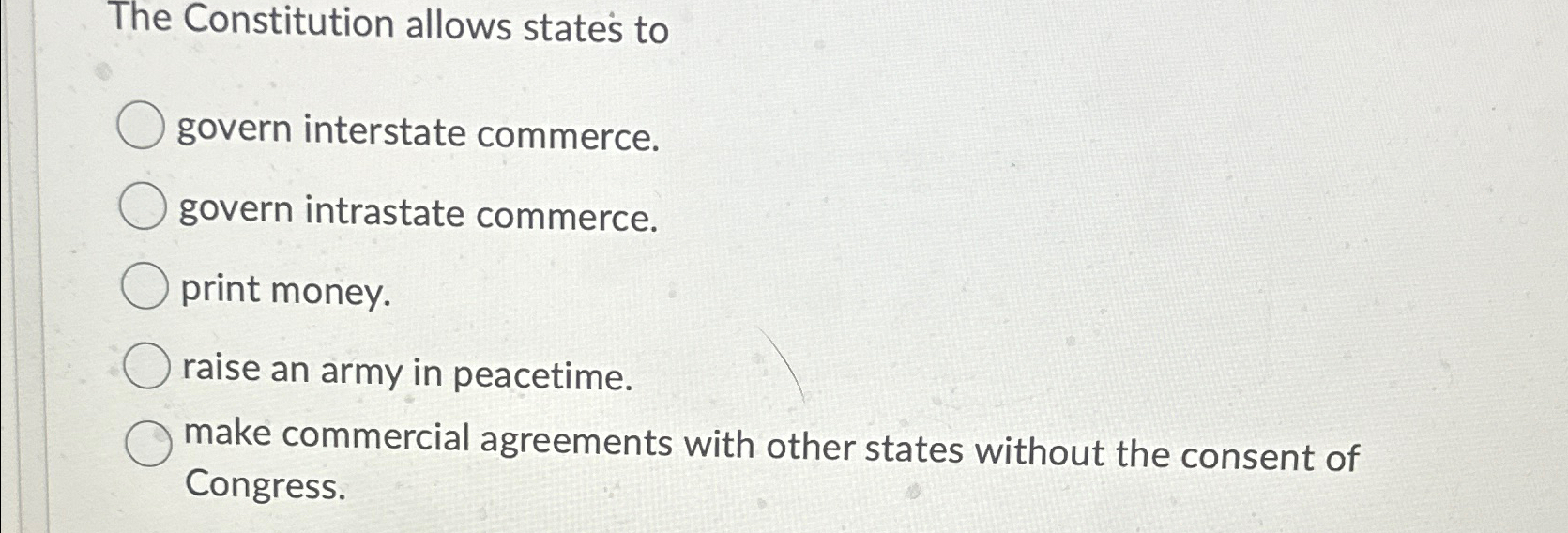 Solved The Constitution allows states togovern interstate | Chegg.com