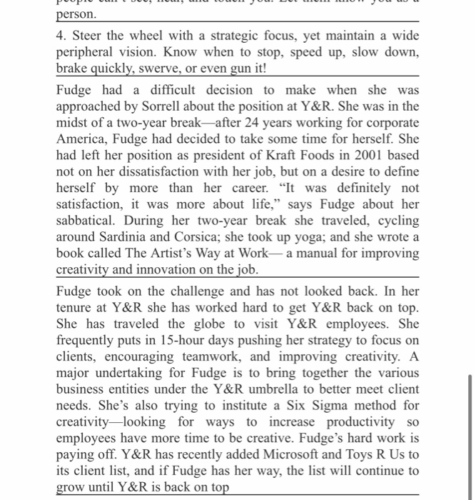 Lessons on Leadership from Ann Fudge How do you | Chegg.com