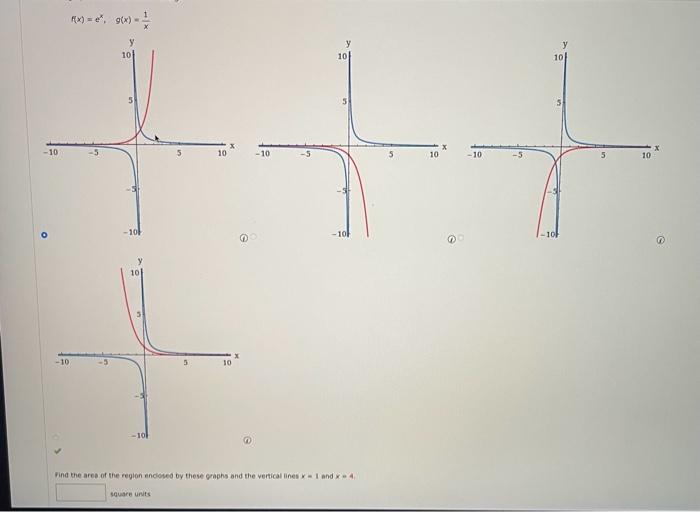 Solved f(x)=4x⋅g(x)=x1 Find the ares of the region encioted | Chegg.com