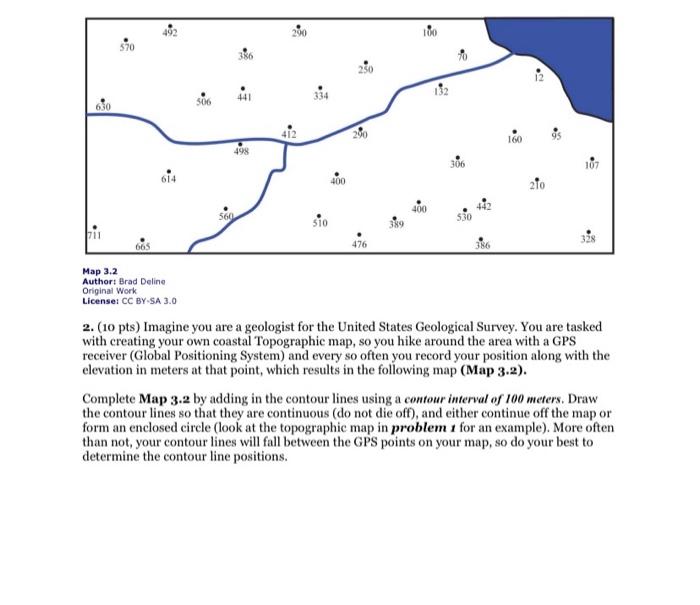 1. (10 pts) The following topographic map (Map 3.1) | Chegg.com