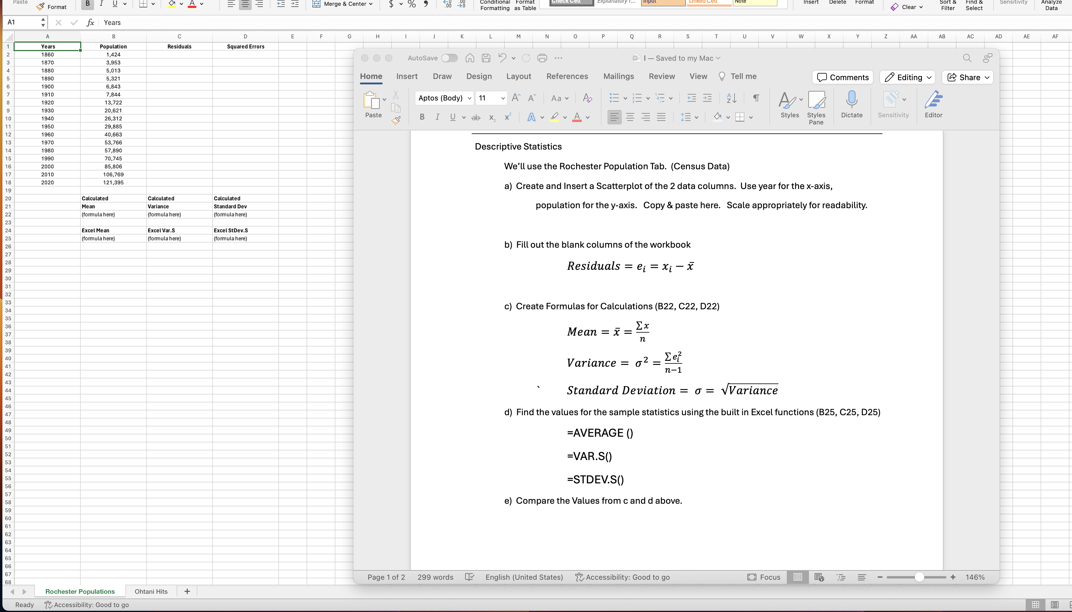 Solved Descriptive Statistics ﻿We’ll use the Rochester | Chegg.com