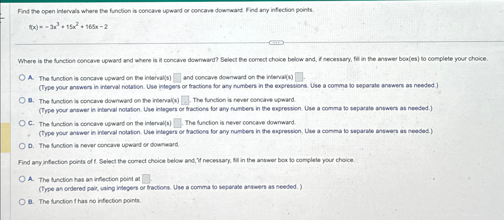 Solved Find the open intervals where the function is concave | Chegg.com