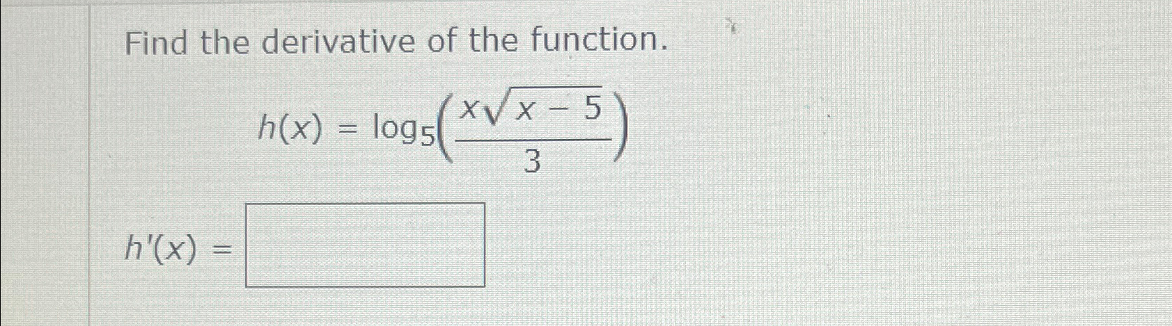 Solved Find the derivative of the | Chegg.com
