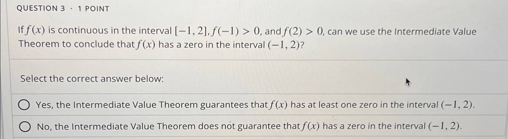 Solved QUESTION 3 - 1 ﻿POINTIf f(x) ﻿is continuous in the | Chegg.com